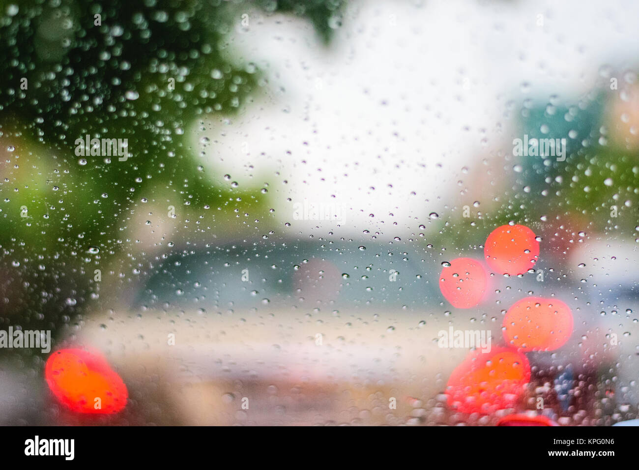 Traffic,Rain Drop on the window,in car Stock Photo - Alamy