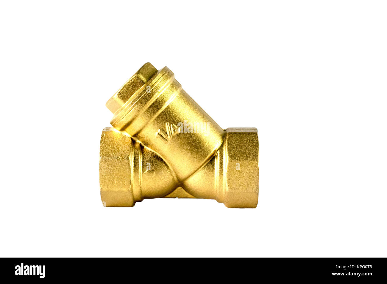 brass three way ball valve,isolated on white background Stock Photo - Alamy