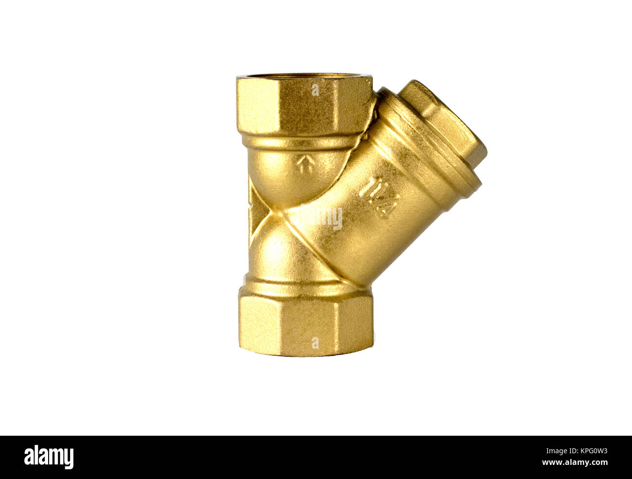 brass three way ball valve,isolated on white background Stock Photo - Alamy