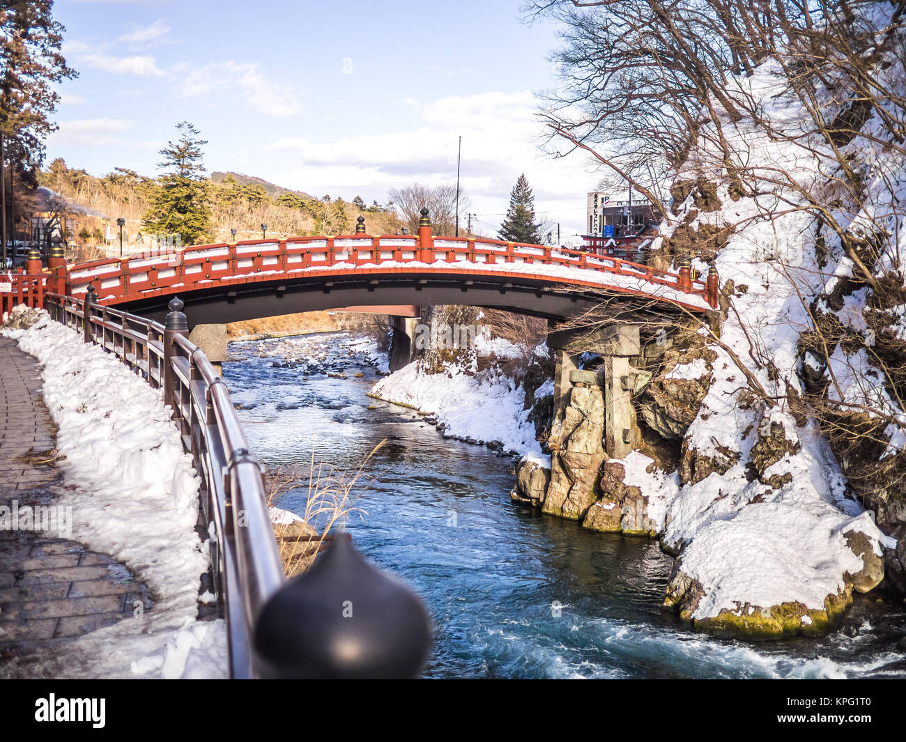 Nikko, Japan - February 22, 2014 - Shinkyo bridge landmark in Nikko ...