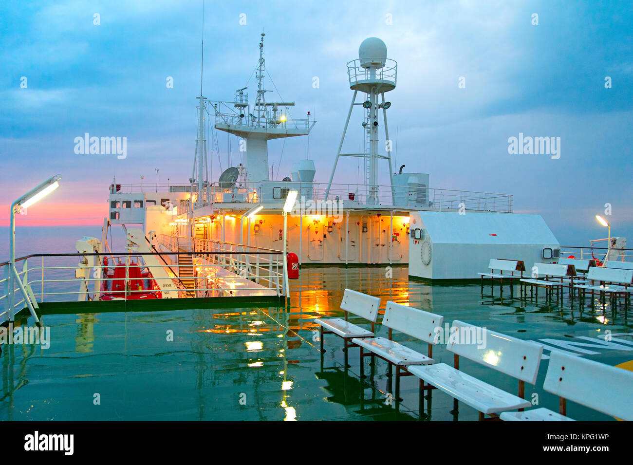 Ship deck in the rain Stock Photo - Alamy
