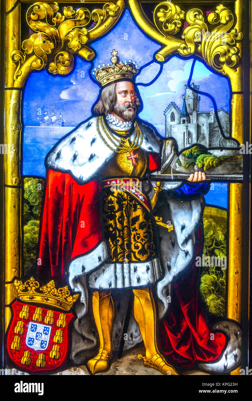 Sintra, Portugal - April 27, 2014: Vitrage of King Manuel I seen on a ...