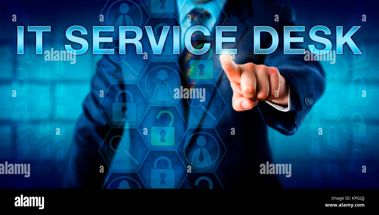 Business User Pushing IT SERVICE DESK Stock Photo - Alamy