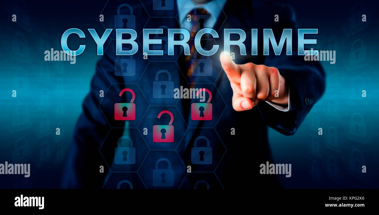 Crime Investigator Pushing CYBERCRIME Stock Photo - Alamy