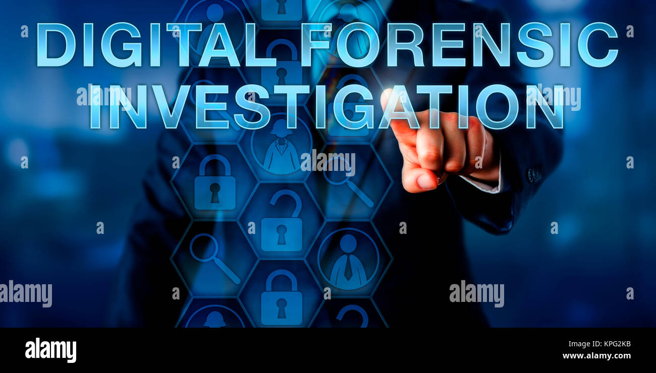 Examiner Pressing DIGITAL FORENSIC INVESTIGATION Stock Photo - Alamy