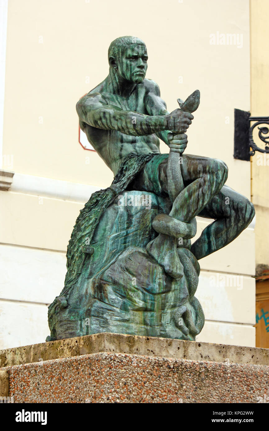 Fisherman with Snake, statue Stock Photo - Alamy