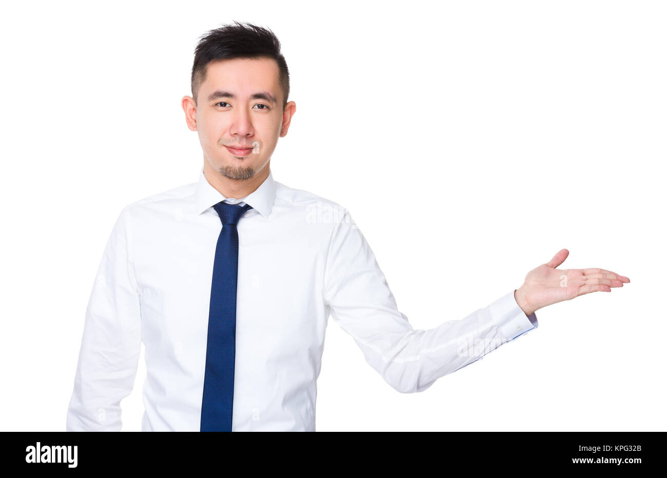 Businessman with open hand palm Stock Photo - Alamy