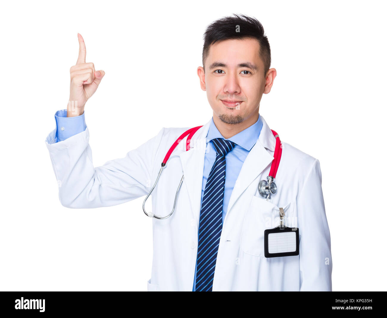 Doctor man finger point up Stock Photo - Alamy