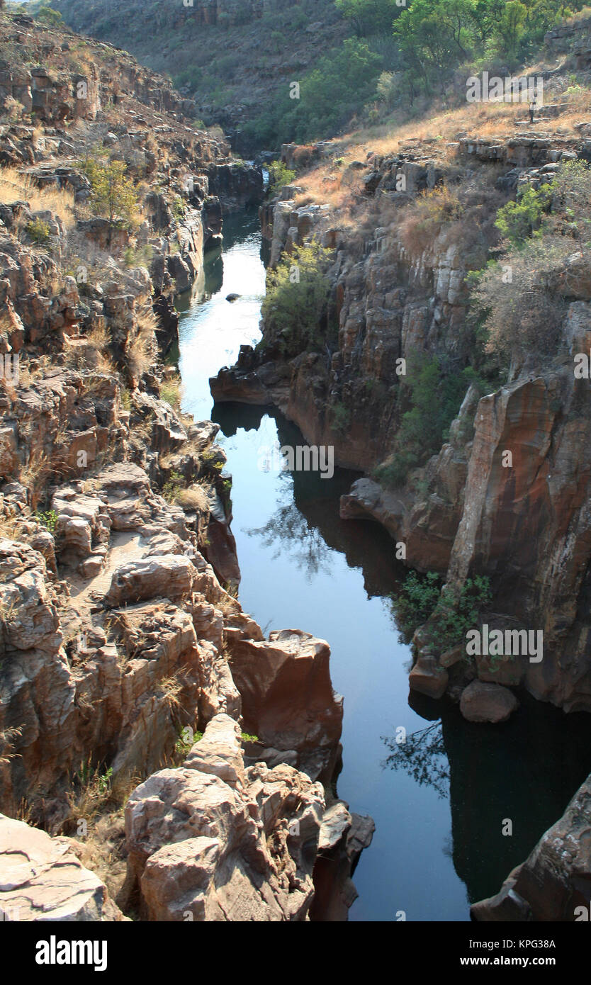 Mpumalanga, South Africa, river gorge and steep cliffs at Bourke's Luck ...