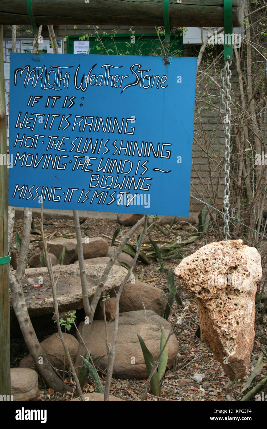 Humorous sign for weather stone at Marloth Park Stock Photo - Alamy