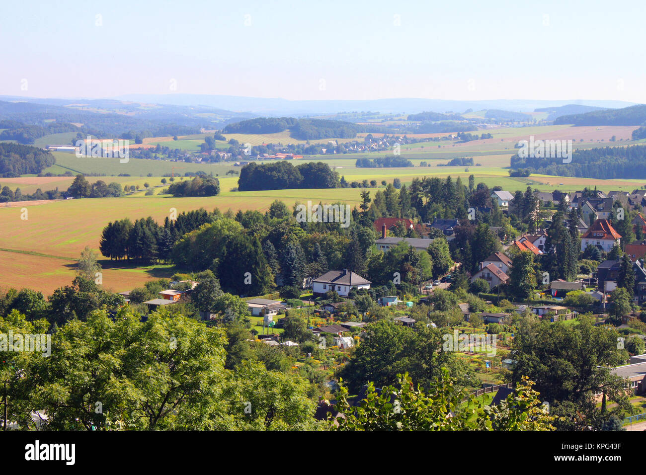 view nature landscape field village Stock Photo - Alamy