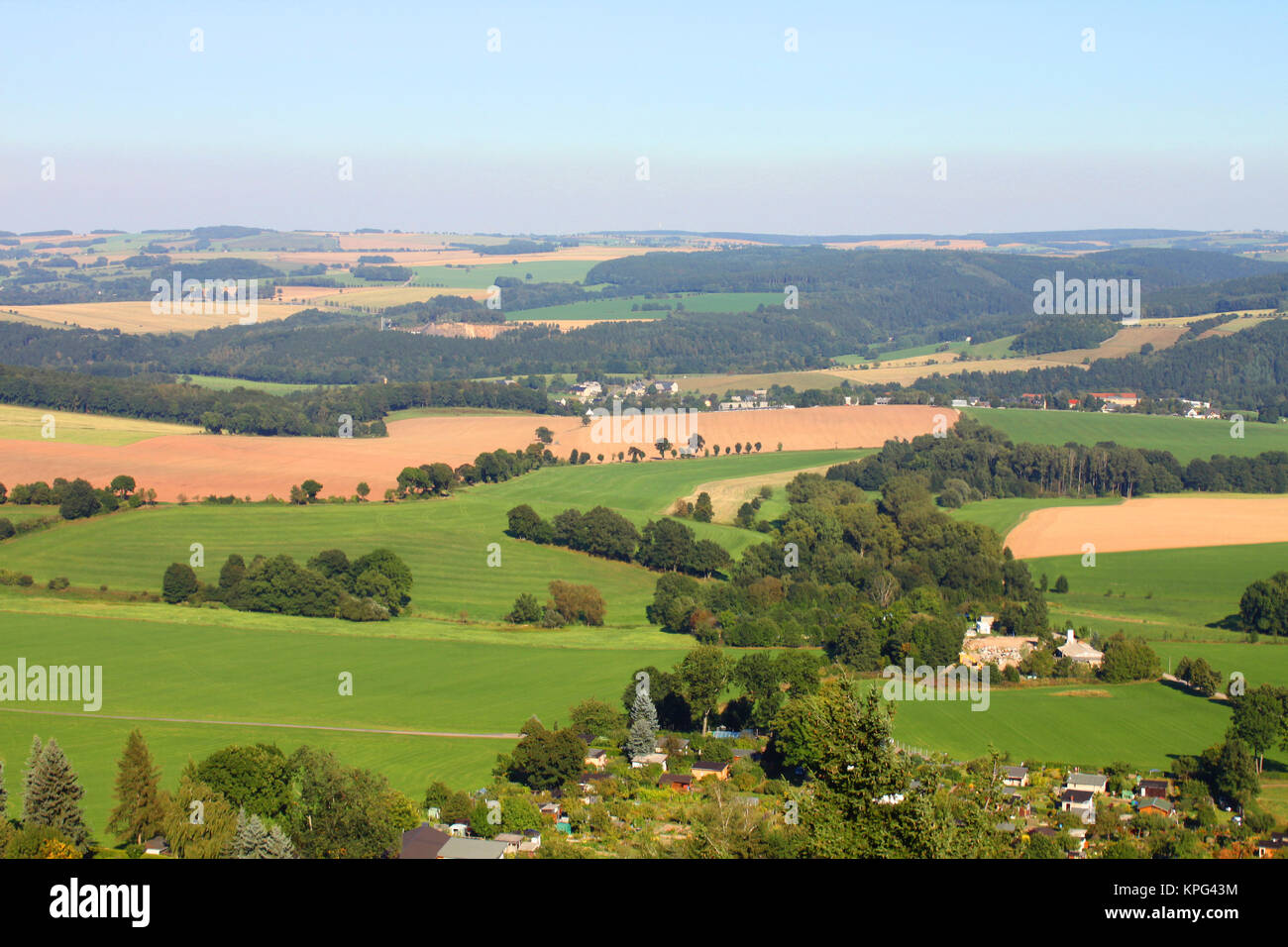 view nature landscape field village Stock Photo - Alamy