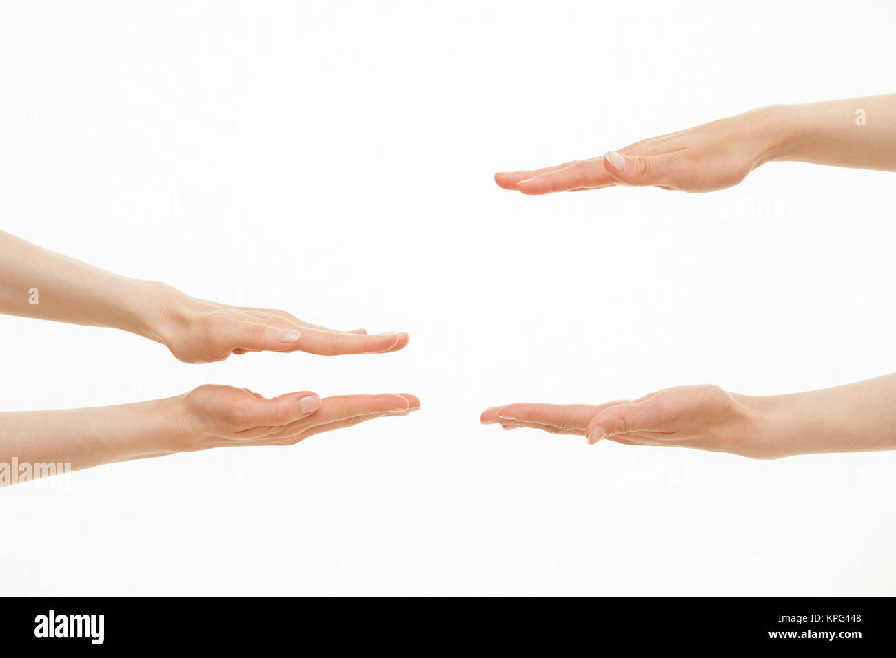 Hands showing different sizes - from small to big Stock Photo - Alamy