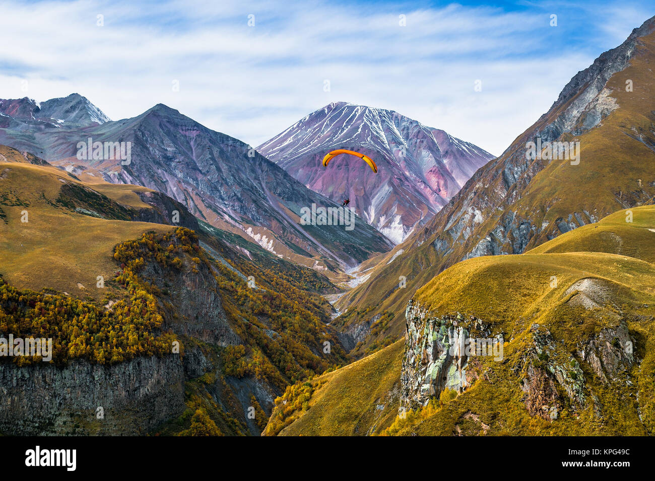 Paragliding over mountains of Gudauri. Georgia. Europe Stock Photo - Alamy