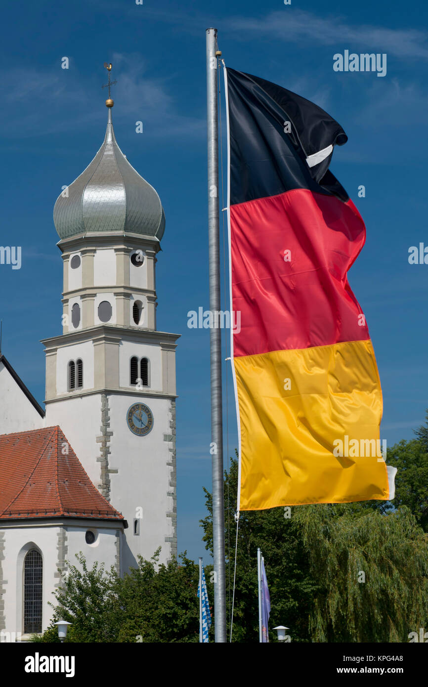 Church and German Flag Stock Photo - Alamy
