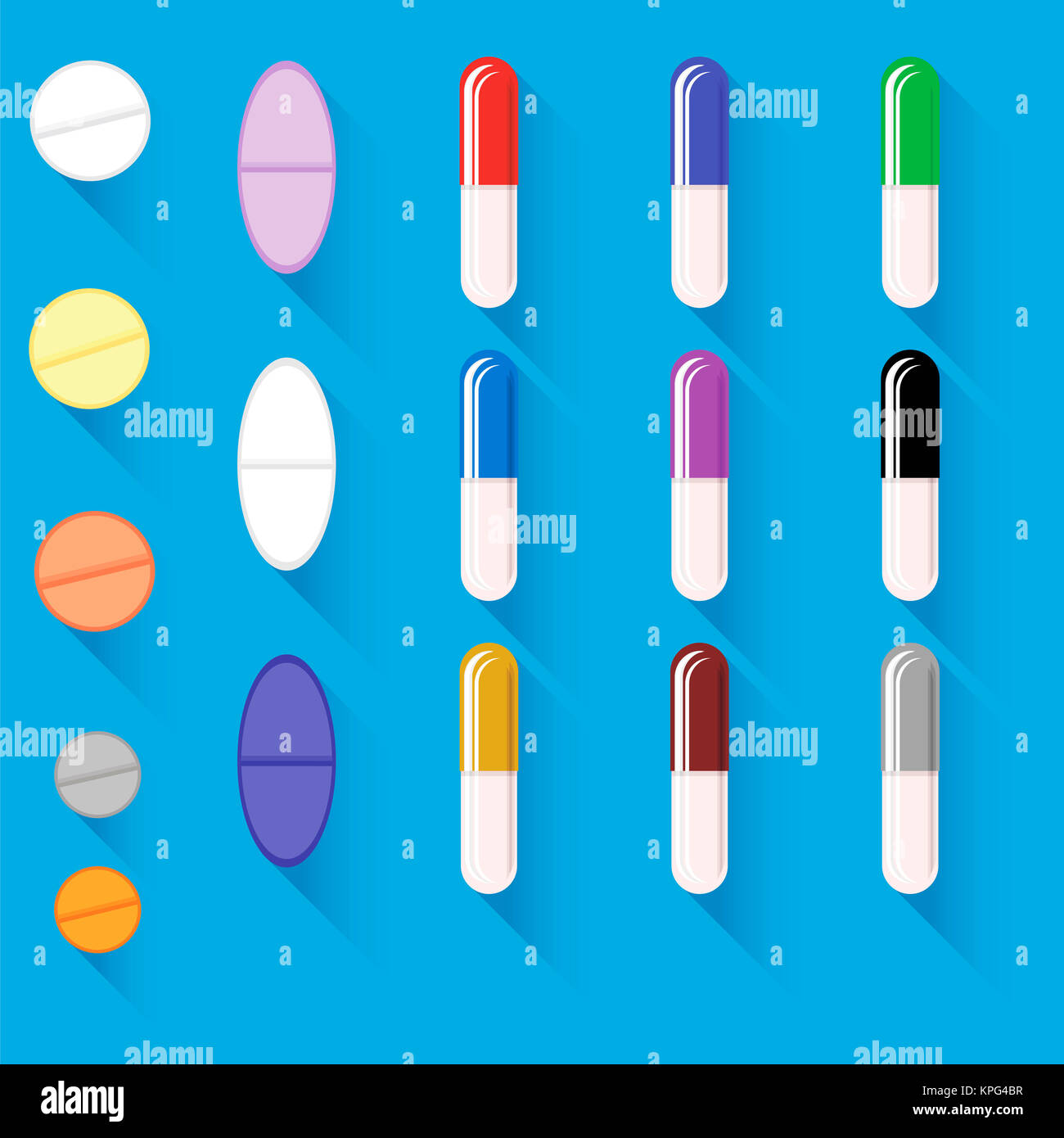 Set of Different Colorful Pills Stock Photo - Alamy