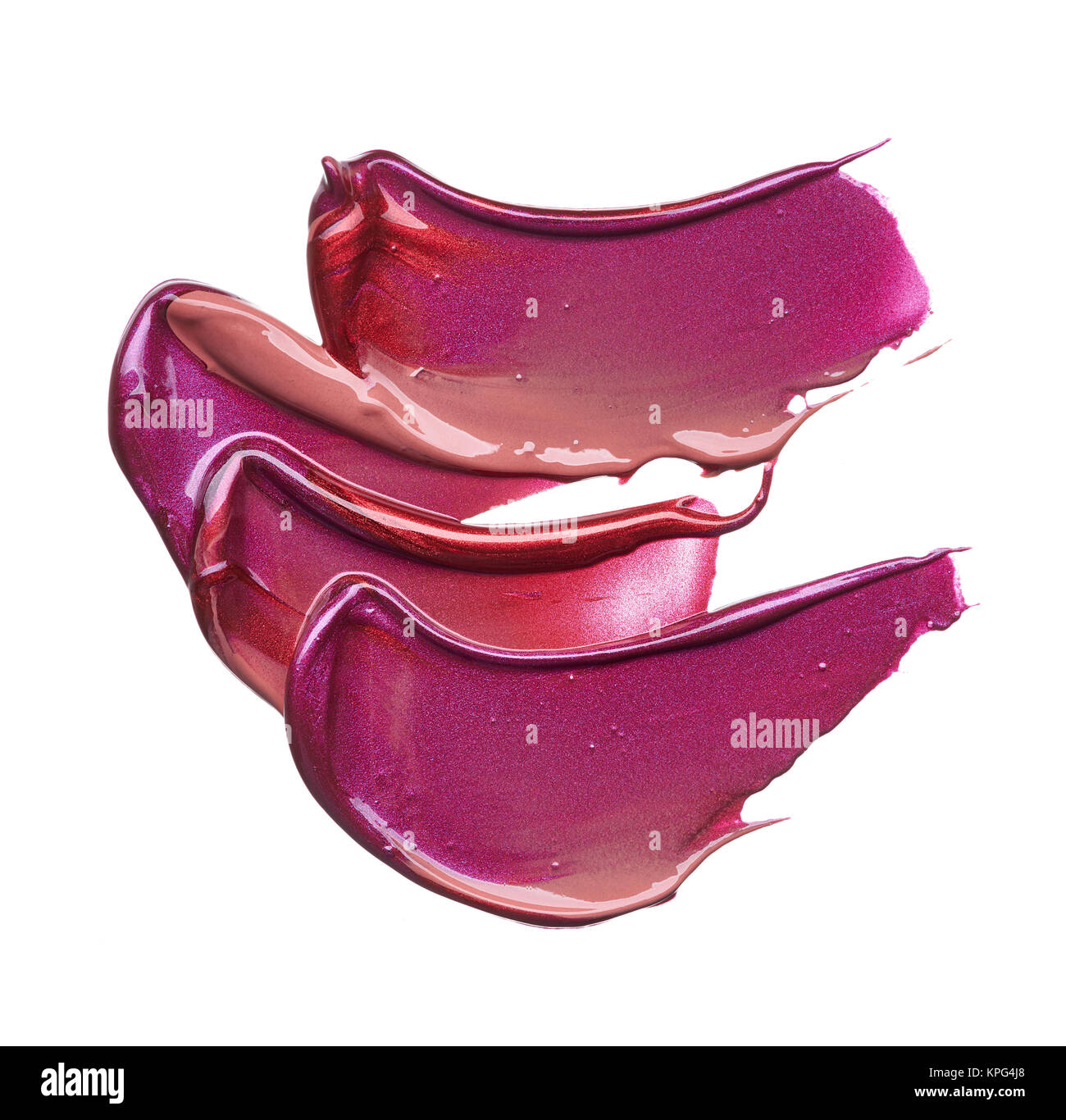 set of smears from various cosmetic products on a white background ...