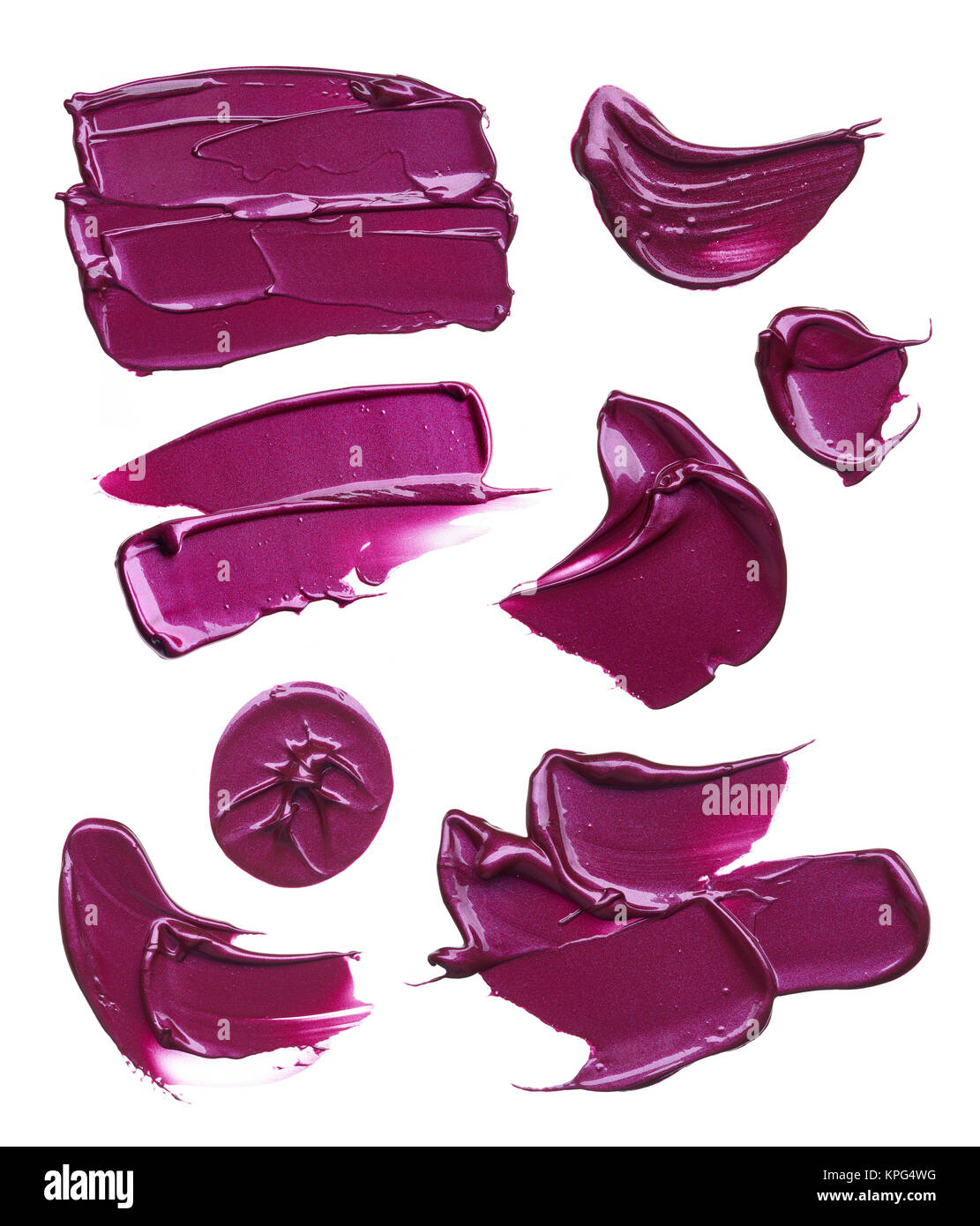 set of smears from various cosmetic products on a white background ...