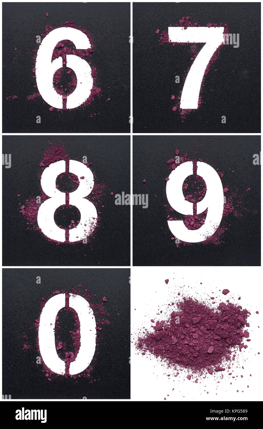 stencils numbers from cosmetic products Stock Photo - Alamy