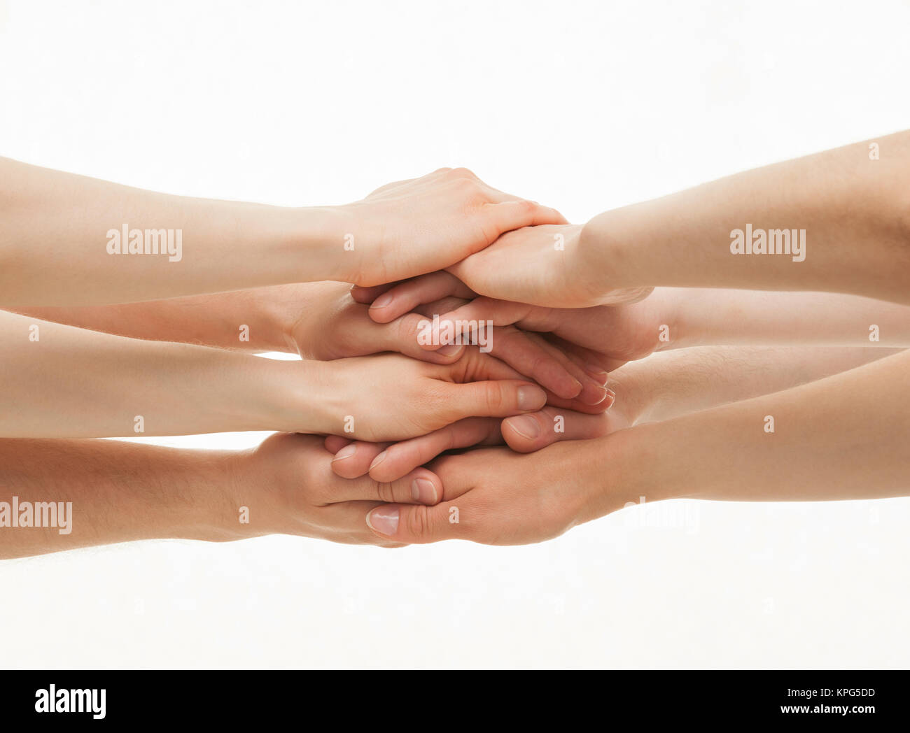 Hands group on white background Stock Photo - Alamy