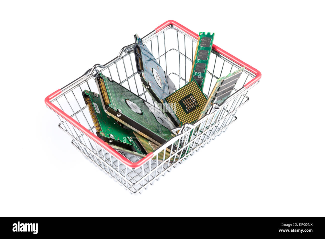 shopping trolley filled with computer stuff Stock Photo - Alamy