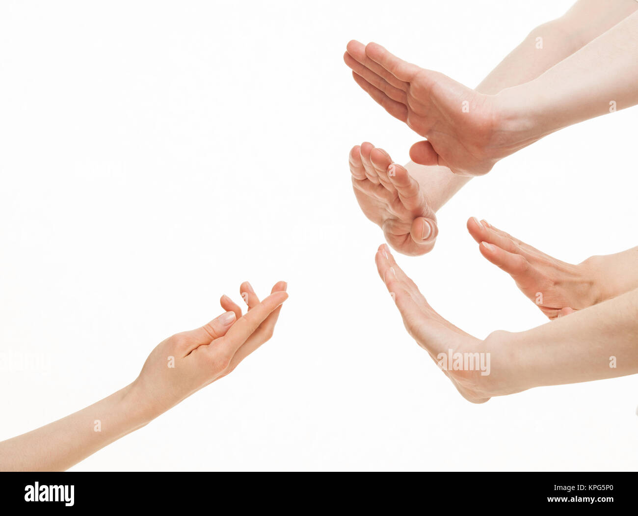 Female hand asking about help Stock Photo - Alamy