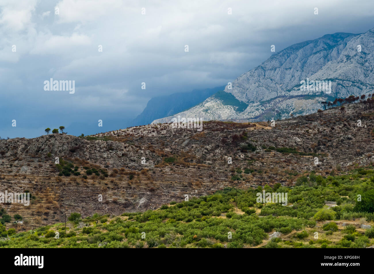 Mediterranean landscape of Croatian coastal mountains at Adriatic Sea ...