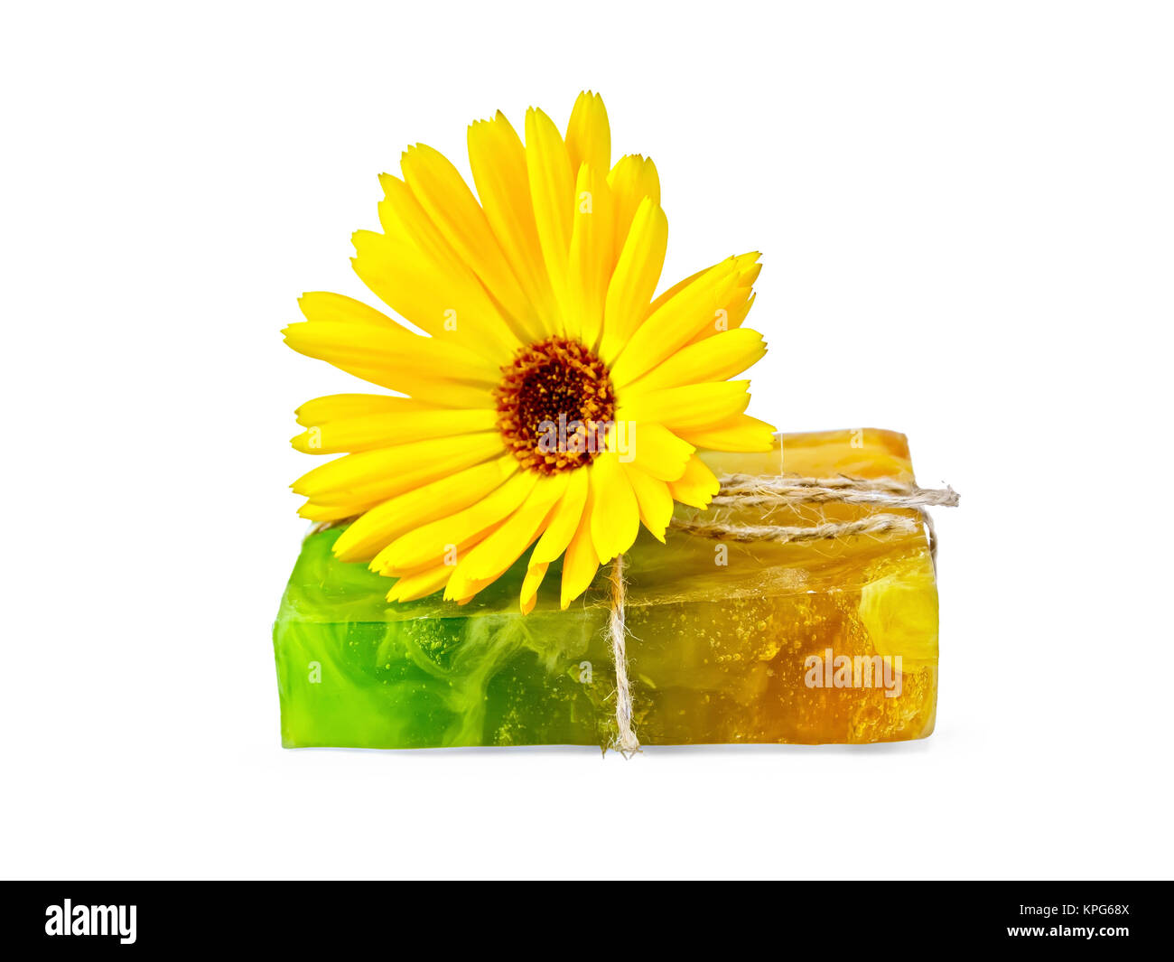 Soap homemade with calendula Stock Photo - Alamy