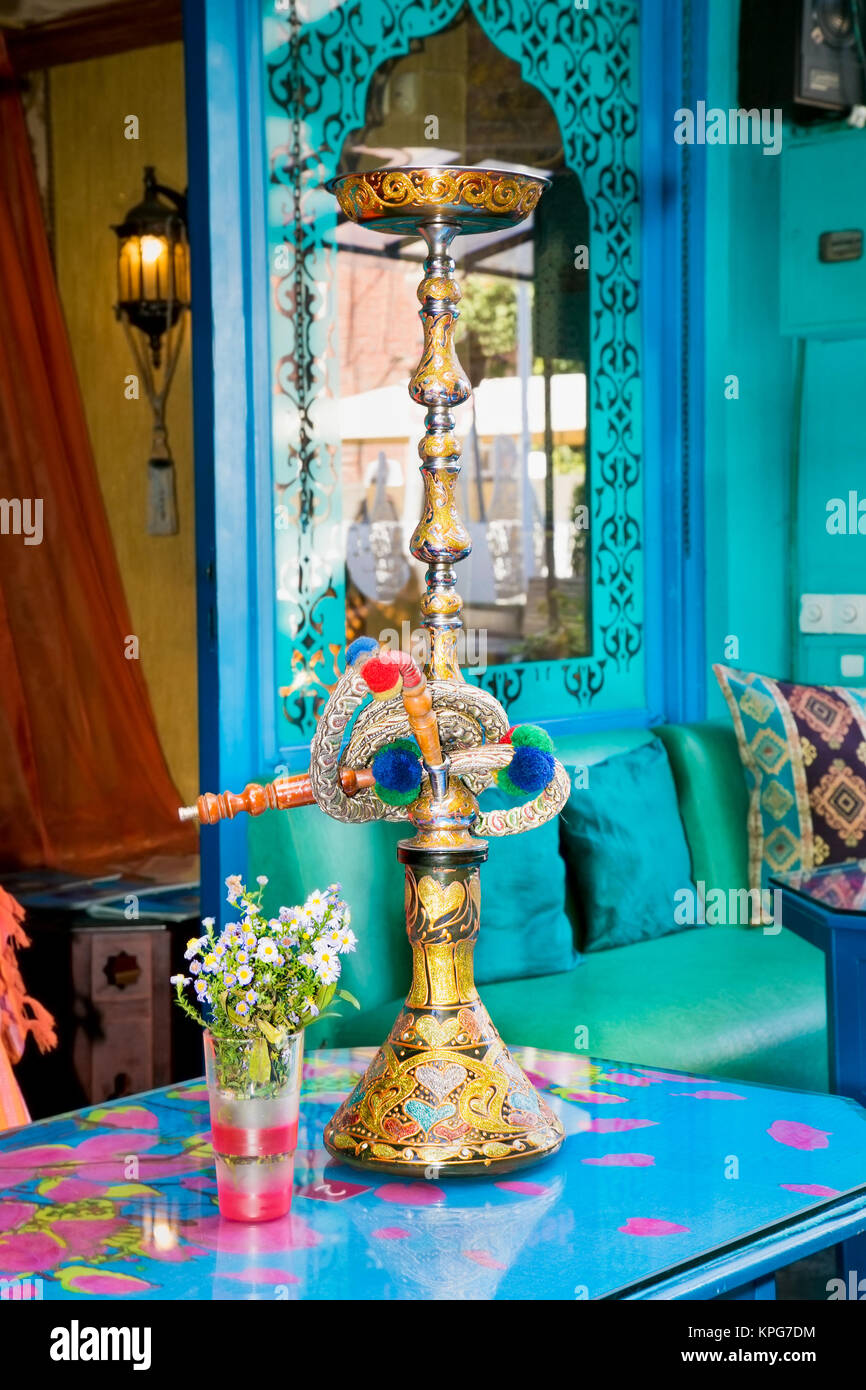 Traditional colorful hookah in the Tbilisi restaurant, Georgia, Europe ...