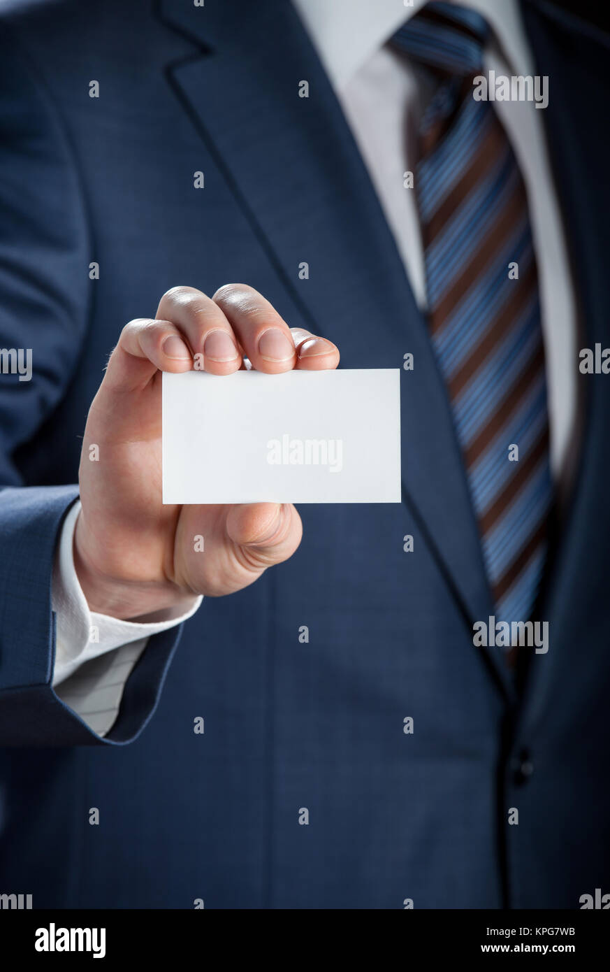 Man's hand showing business card Stock Photo - Alamy
