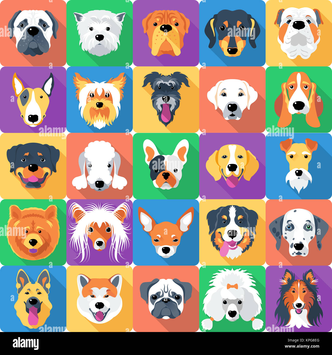 Seamless pattern with dogs flat design Stock Photo - Alamy