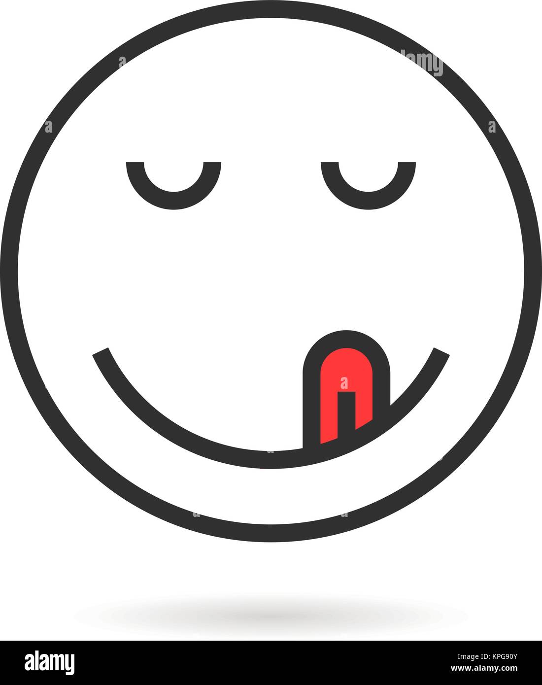 satisfied thin line emoji icon with shadow Stock Vector Image & Art - Alamy