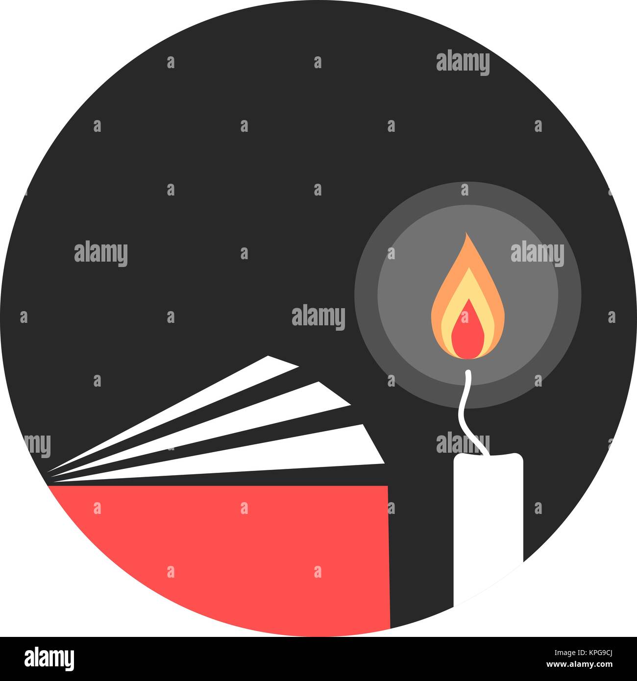 candle and book in black circle Stock Vector Image & Art - Alamy