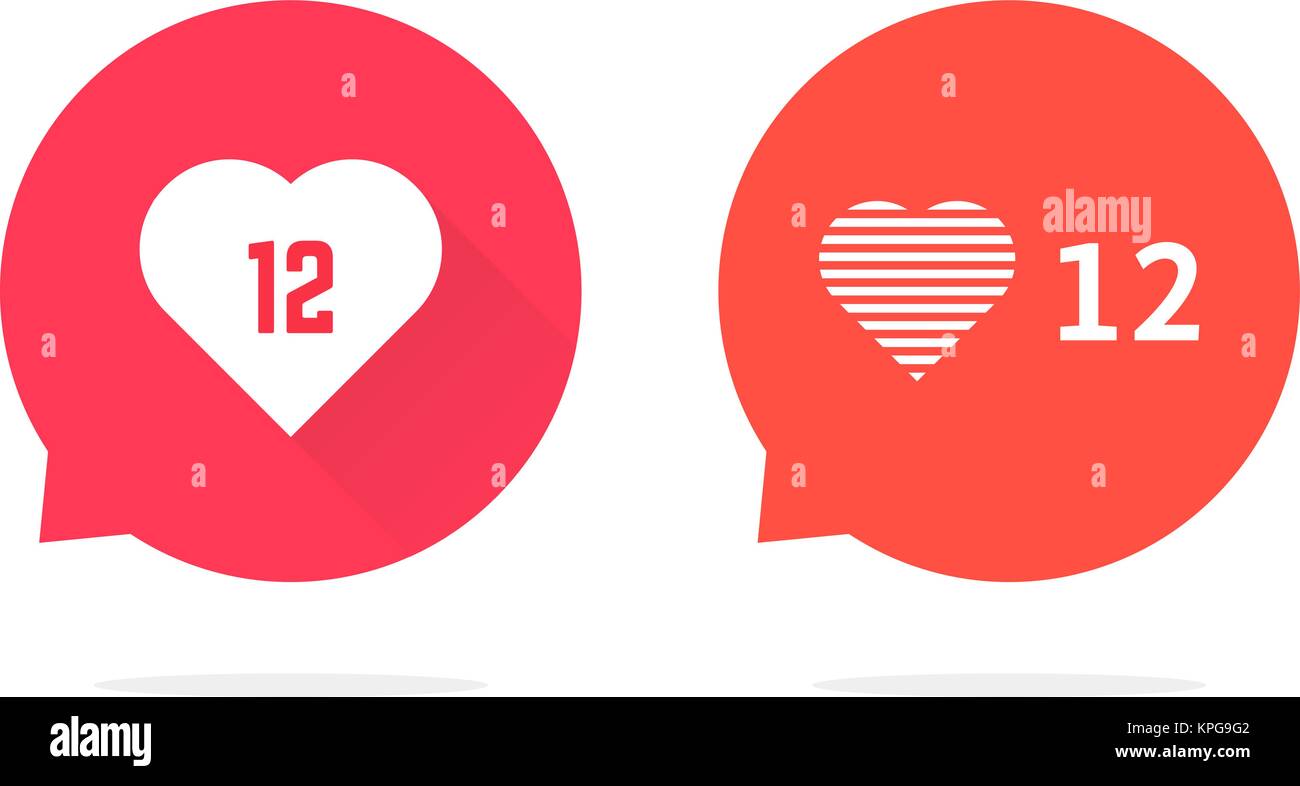 speech bubbles with hearts like counter notification Stock Vector Image ...