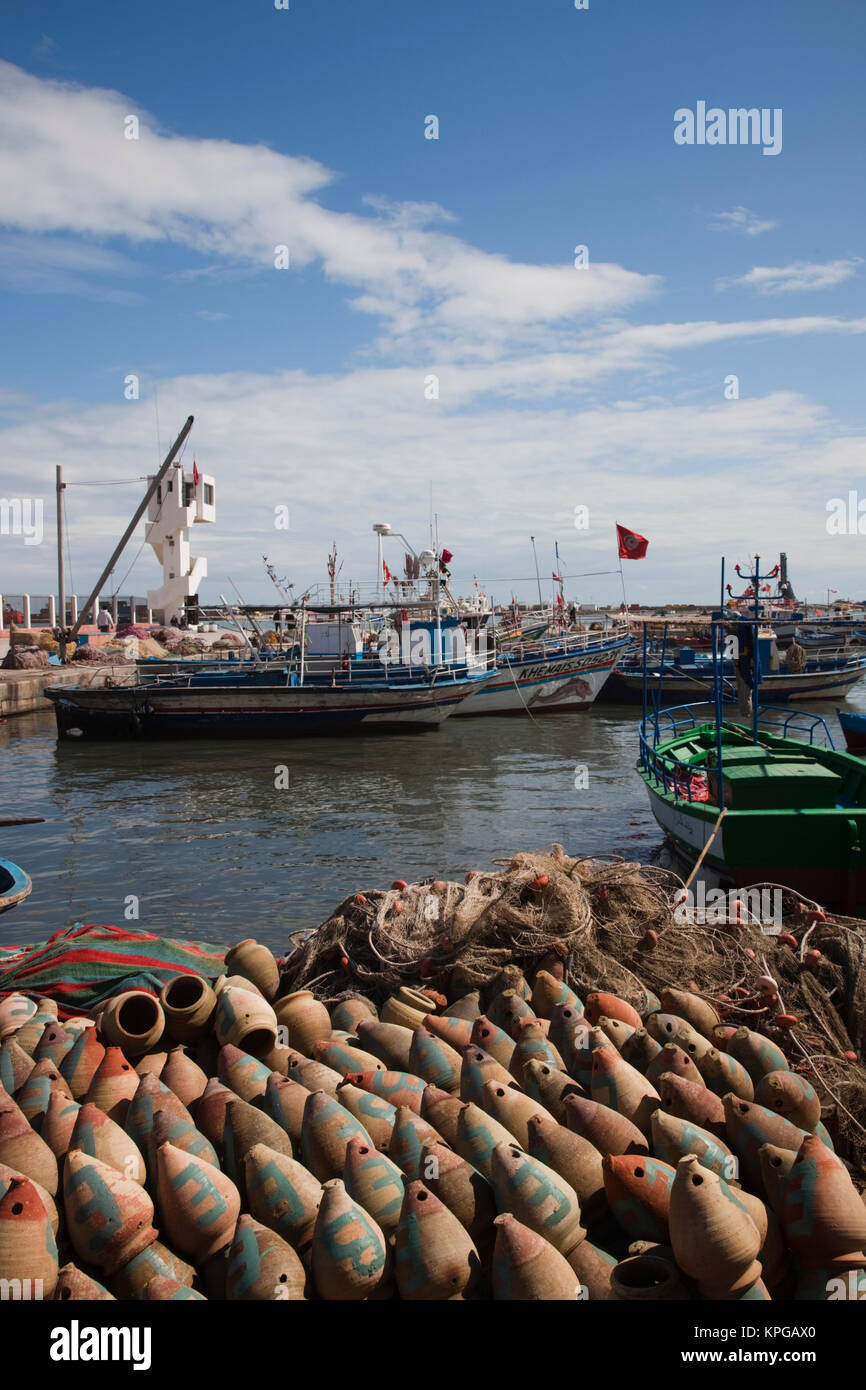 Tunisia, Tunisian Central Coast, Sousse, port, fishing boats Stock ...