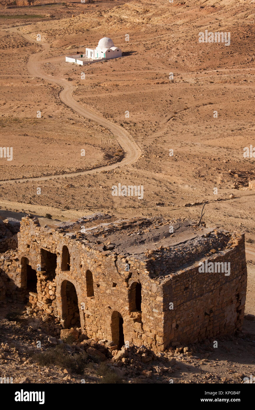 Tunisia, Ksour Area, Douiret, abandoned Berber town, elevated valley ...