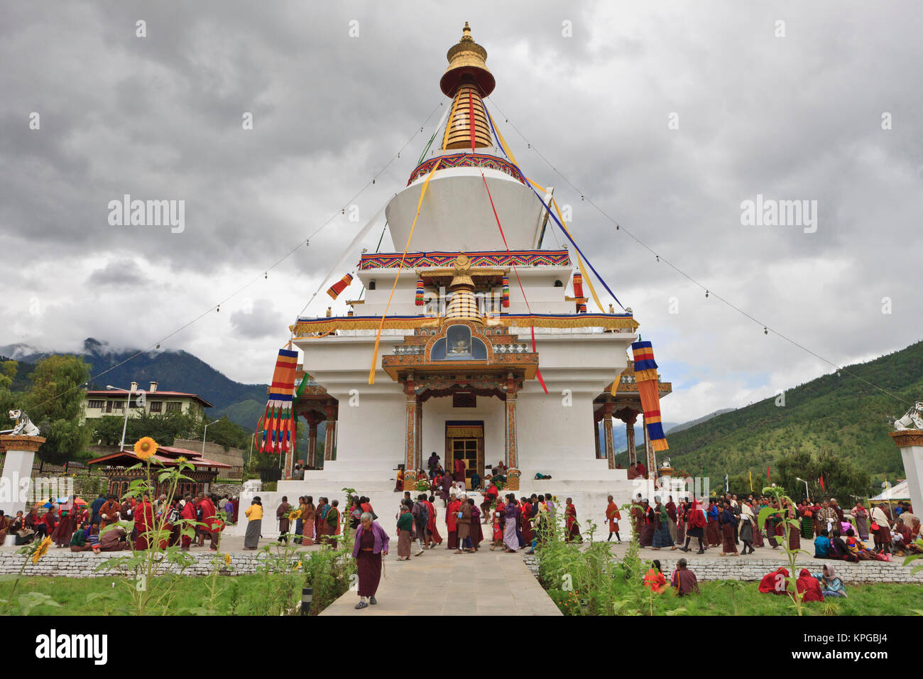 Asia, Bhutan. Annual celebration where people walk around the stupa for ...