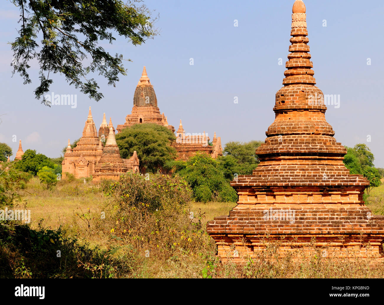 Asia, Myanmar (Burma), Bagan (Pagan). Various temples at Bagan Stock ...