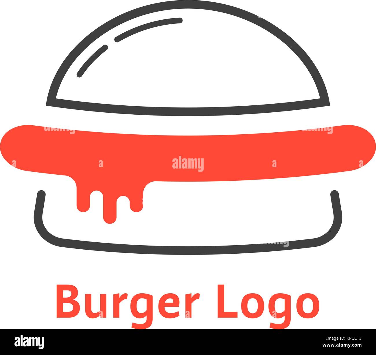 thin line burger logo with red sauce Stock Vector Image & Art - Alamy