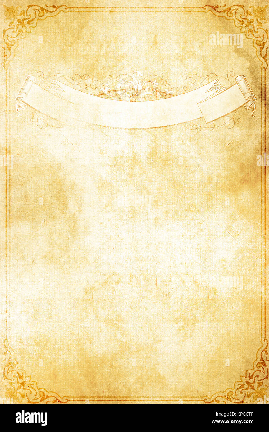 Old grunge paper background with old-fashioned decorative border ...