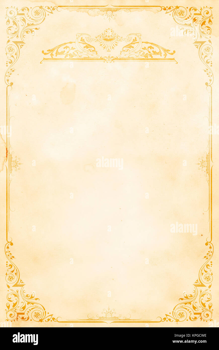 Old grunge paper background with vintage frame and old-fashioned ...