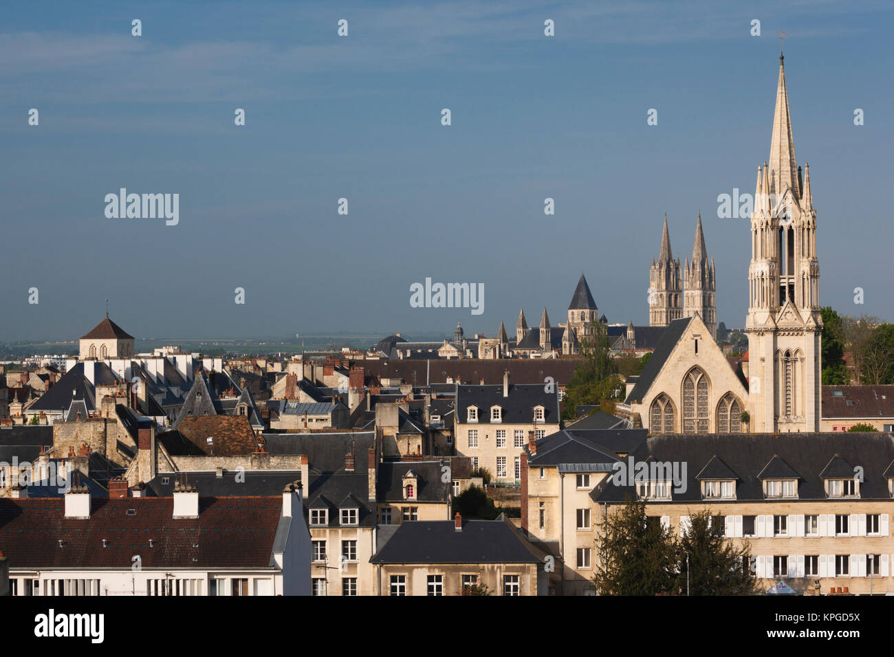 France, Normandy, Caen, elevated city view from the Chateau de Guillame ...