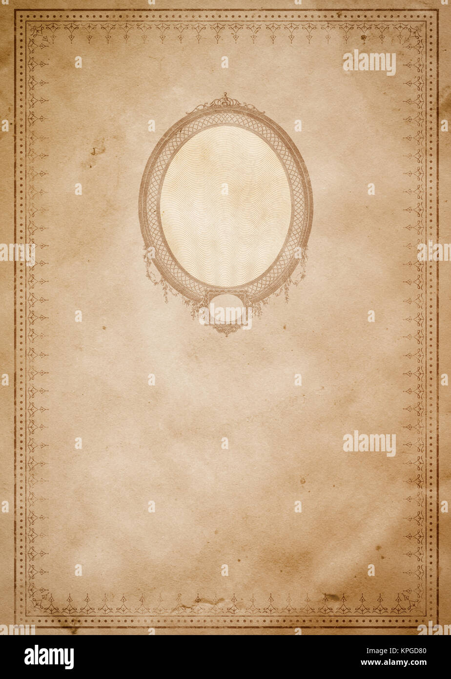 Decorative vintage border. Old grunge paper background with old ...