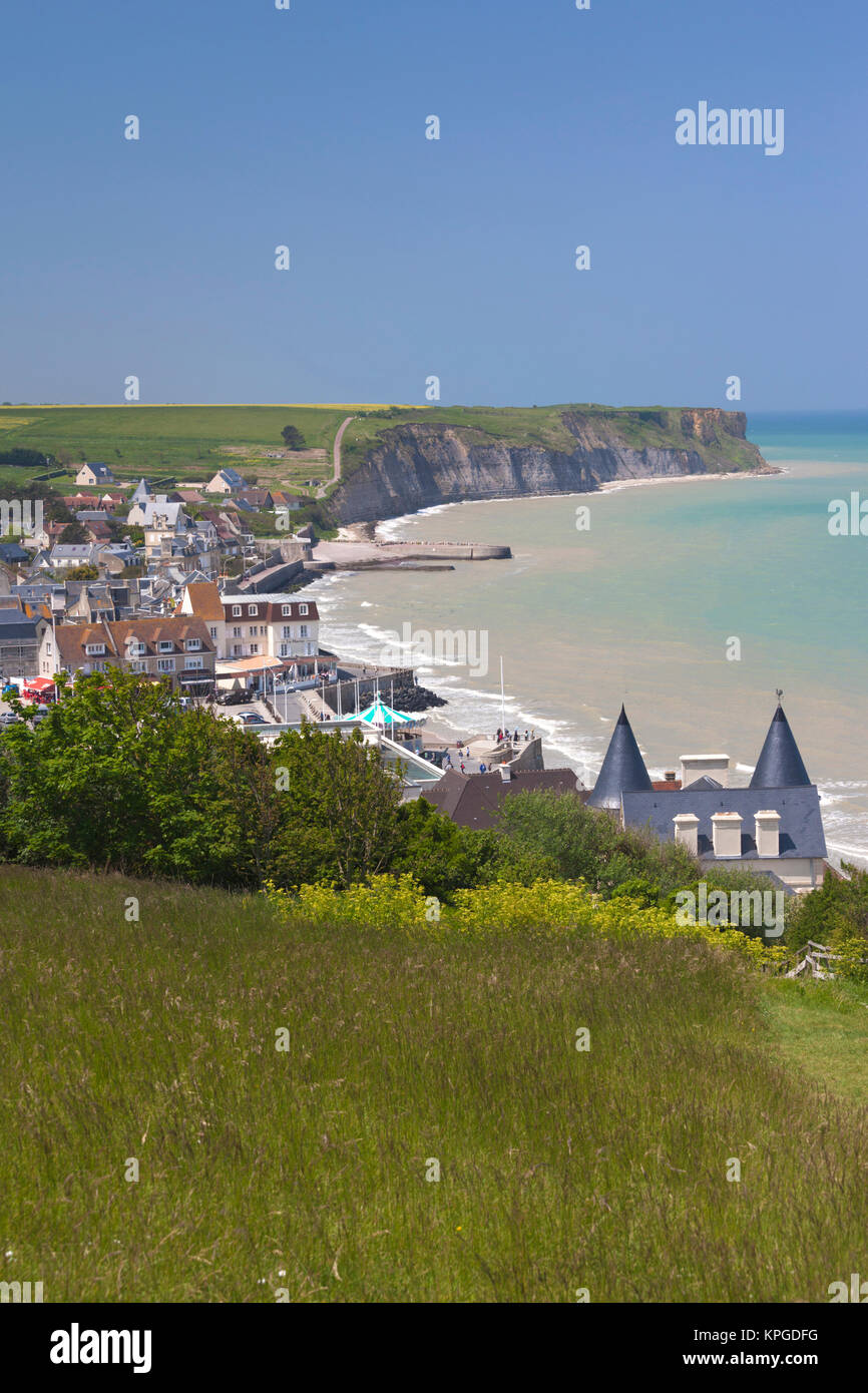 France, Normandy, D-Day Beaches Area, Arromanches les Bains, elevated ...