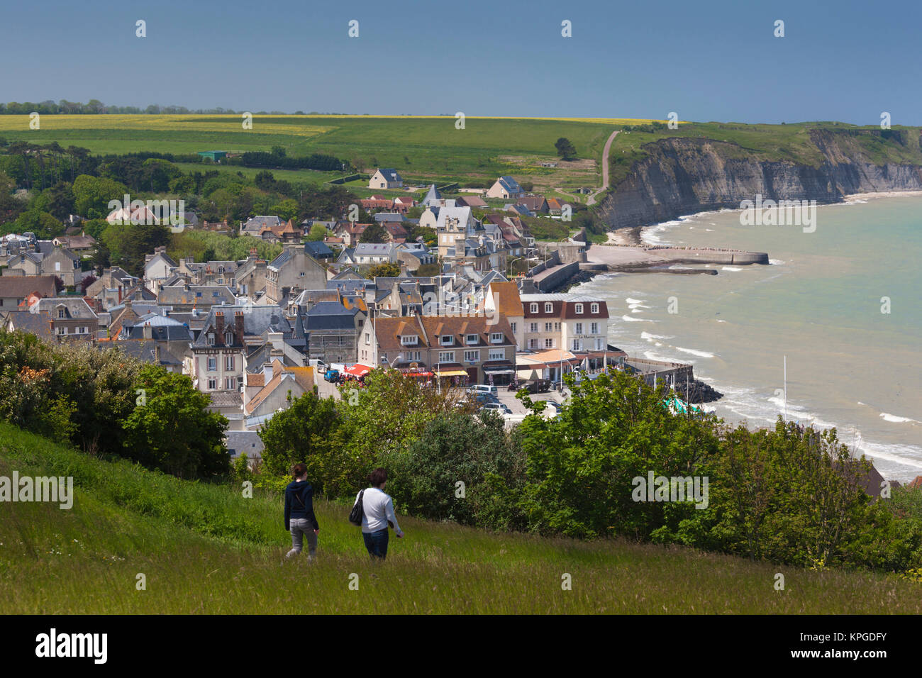France, Normandy, D-Day Beaches Area, Arromanches les Bains, elevated ...
