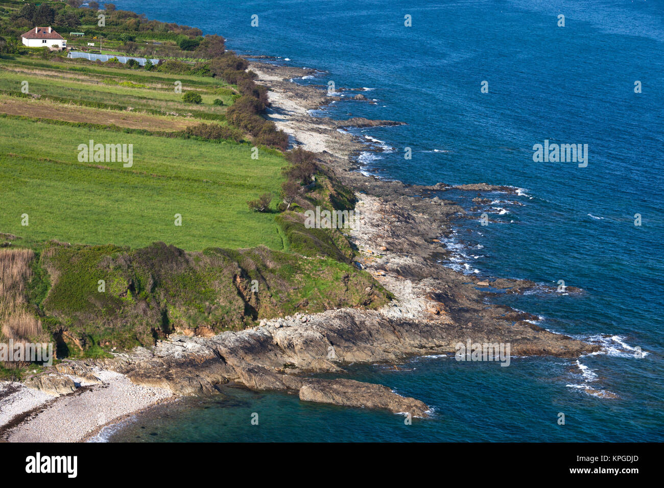 France, Normandy, Fermanville, elevated coastal view Stock Photo - Alamy