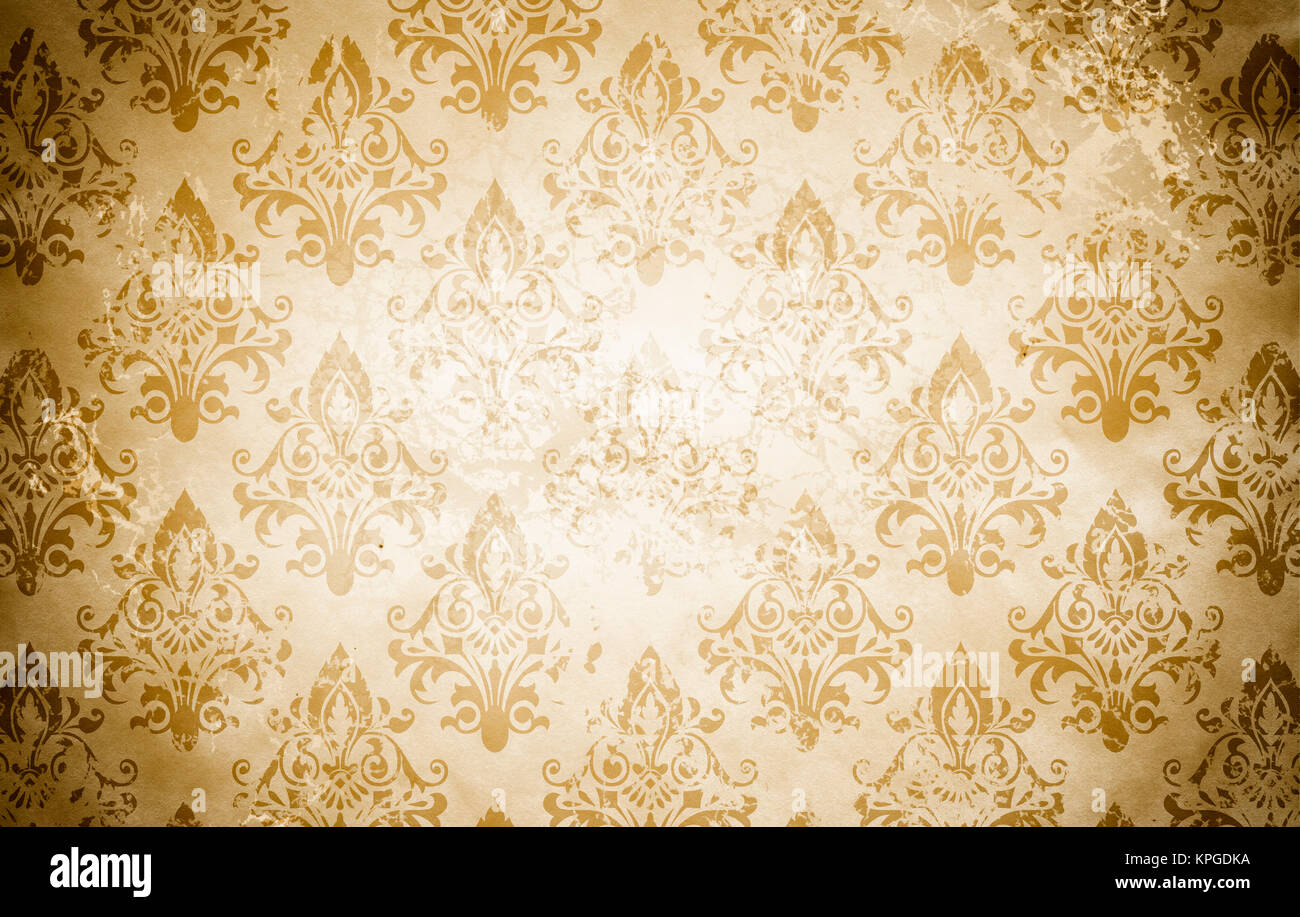 Sheet of old grunge paper with decorative old-fashioned patterns Stock ...