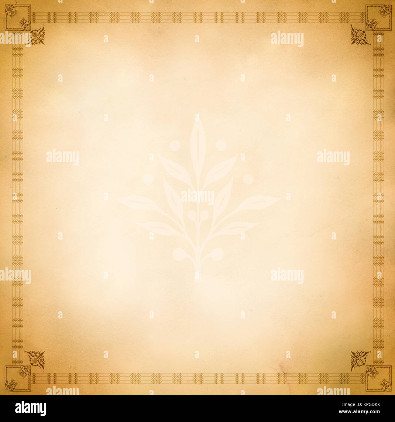 Old paper background with decorative vintage border and pattern Stock ...