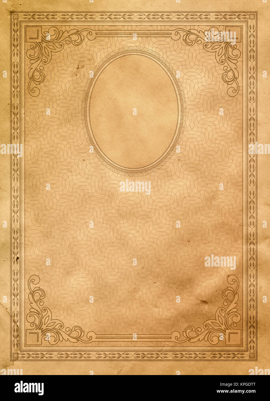 aging paper background with decorative old-fashioned border,elegant ...