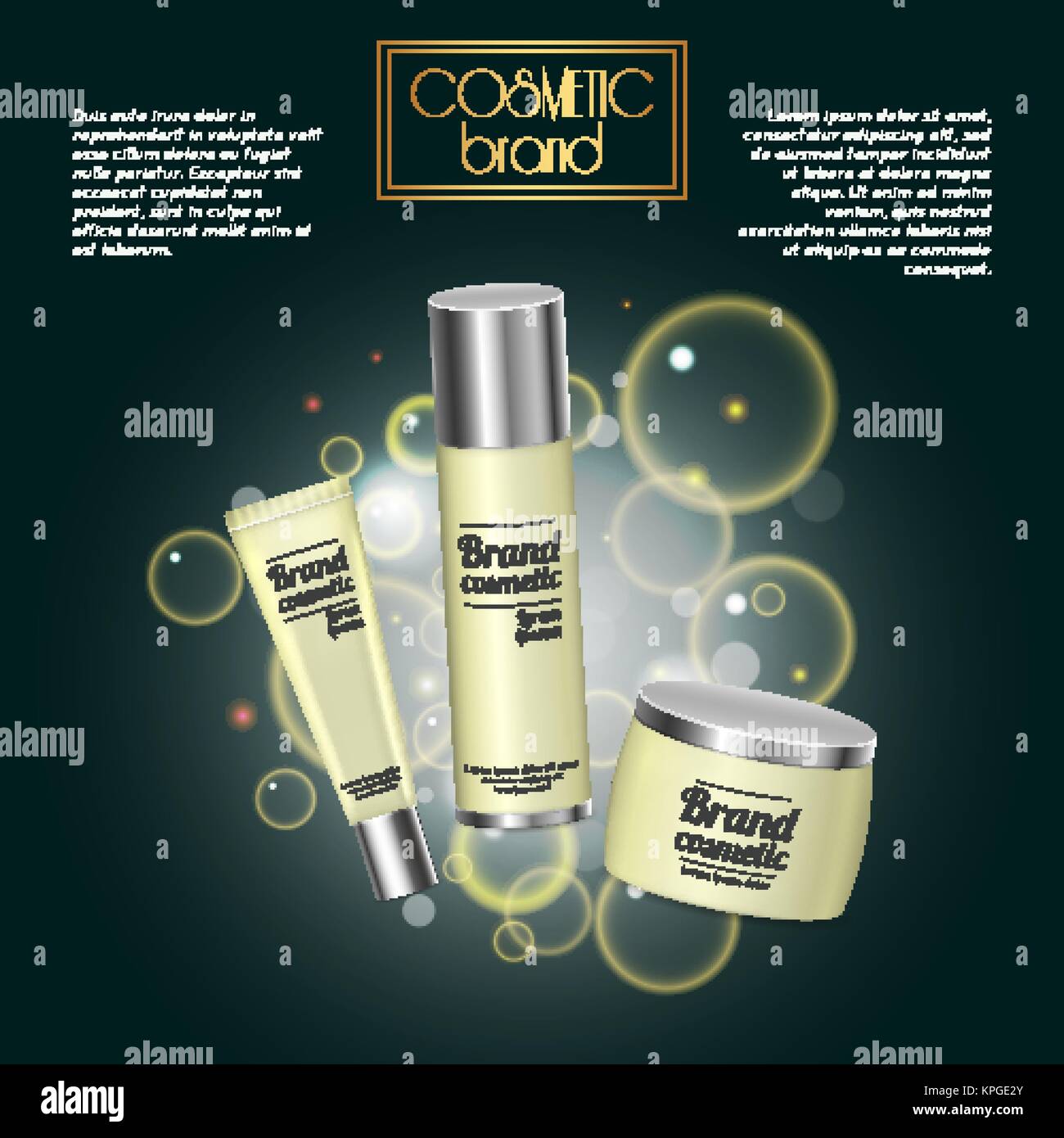 3D realistic cosmetic bottle ads template. Cosmetic brand advertising ...